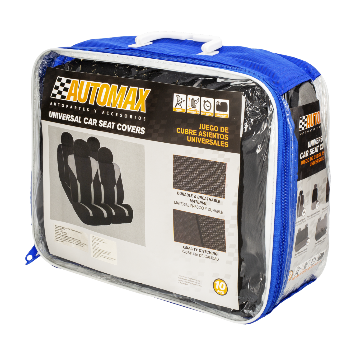 Cubre Asiento Negro Gris 08 AUTOMAX 10 Piezas - Megamaxi