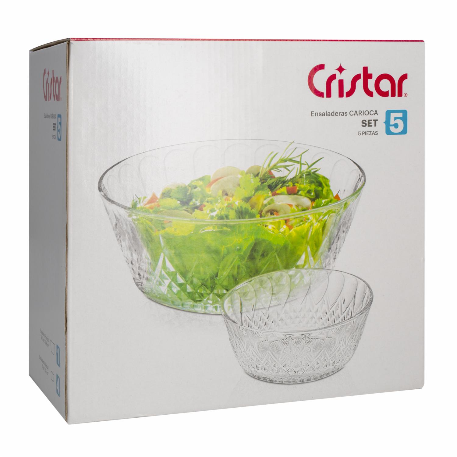 Set Ensaladera Carioca 9107el CRISTAR X 5 Piezas - Megamaxi
