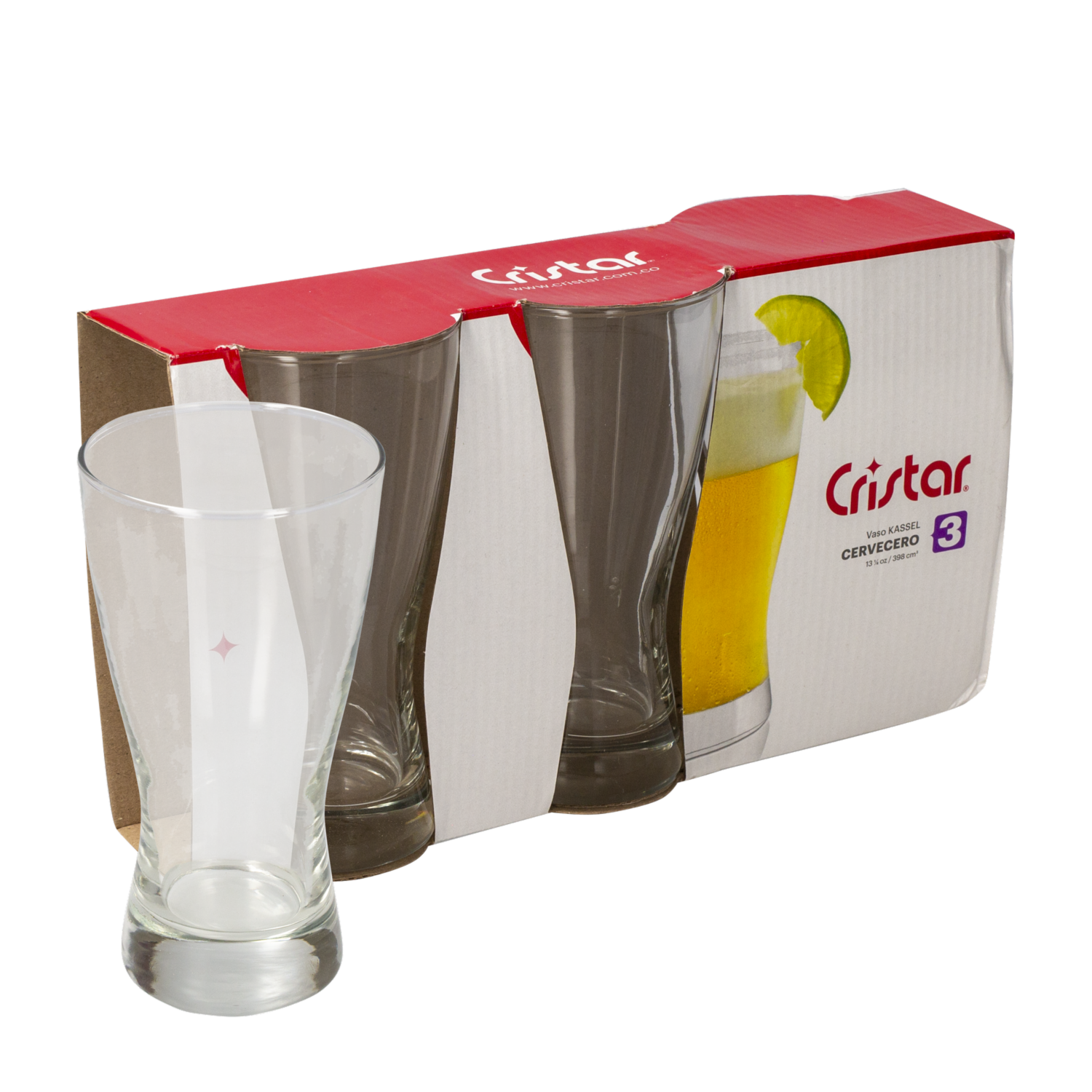 Set De Vasos Kassel Cervecero 3X398 Ml CRISTAR 0055CL3 - Megamaxi