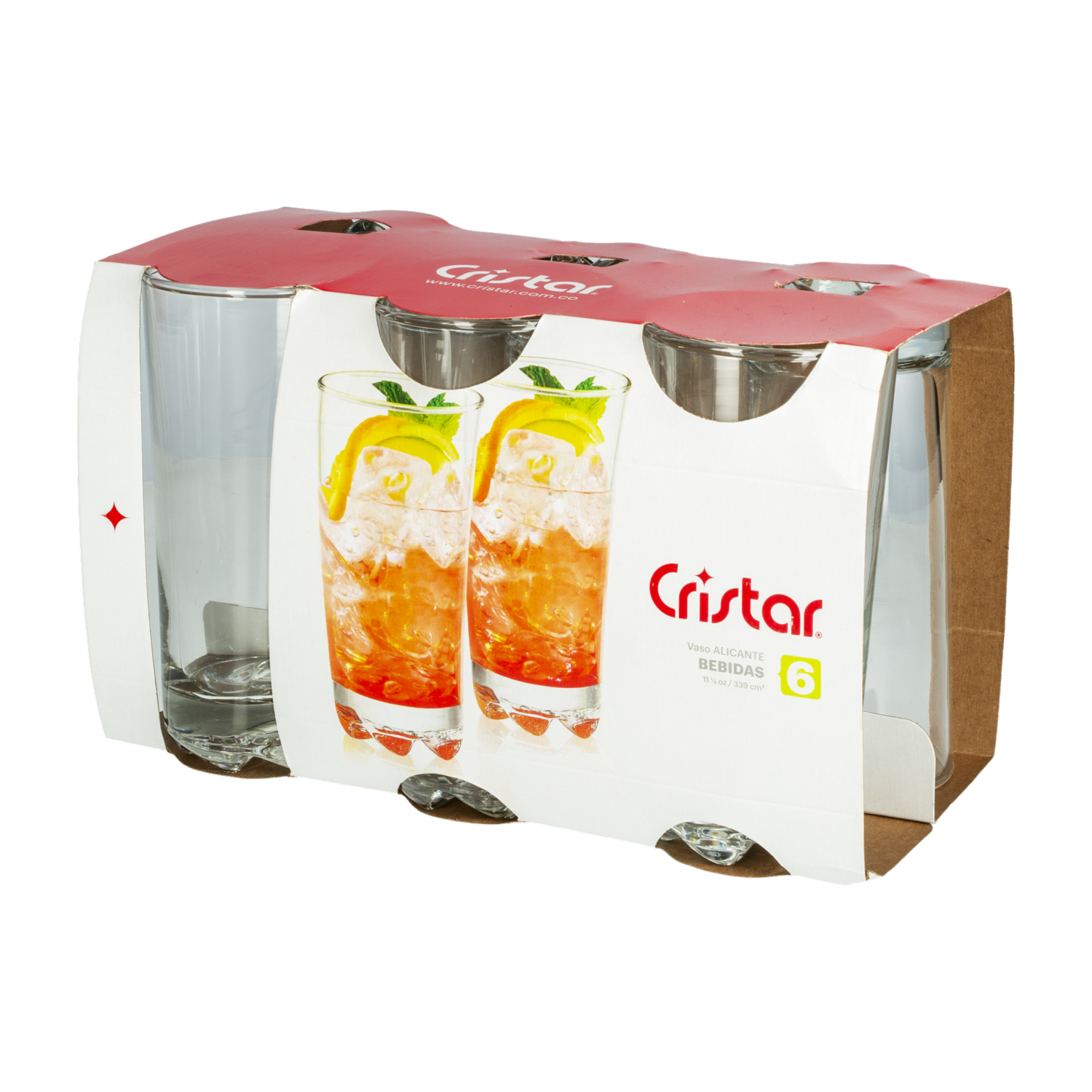 Set De Vasos Alicante Bebidas 6X339 Ml CRISTAR 2842CL - Megamaxi