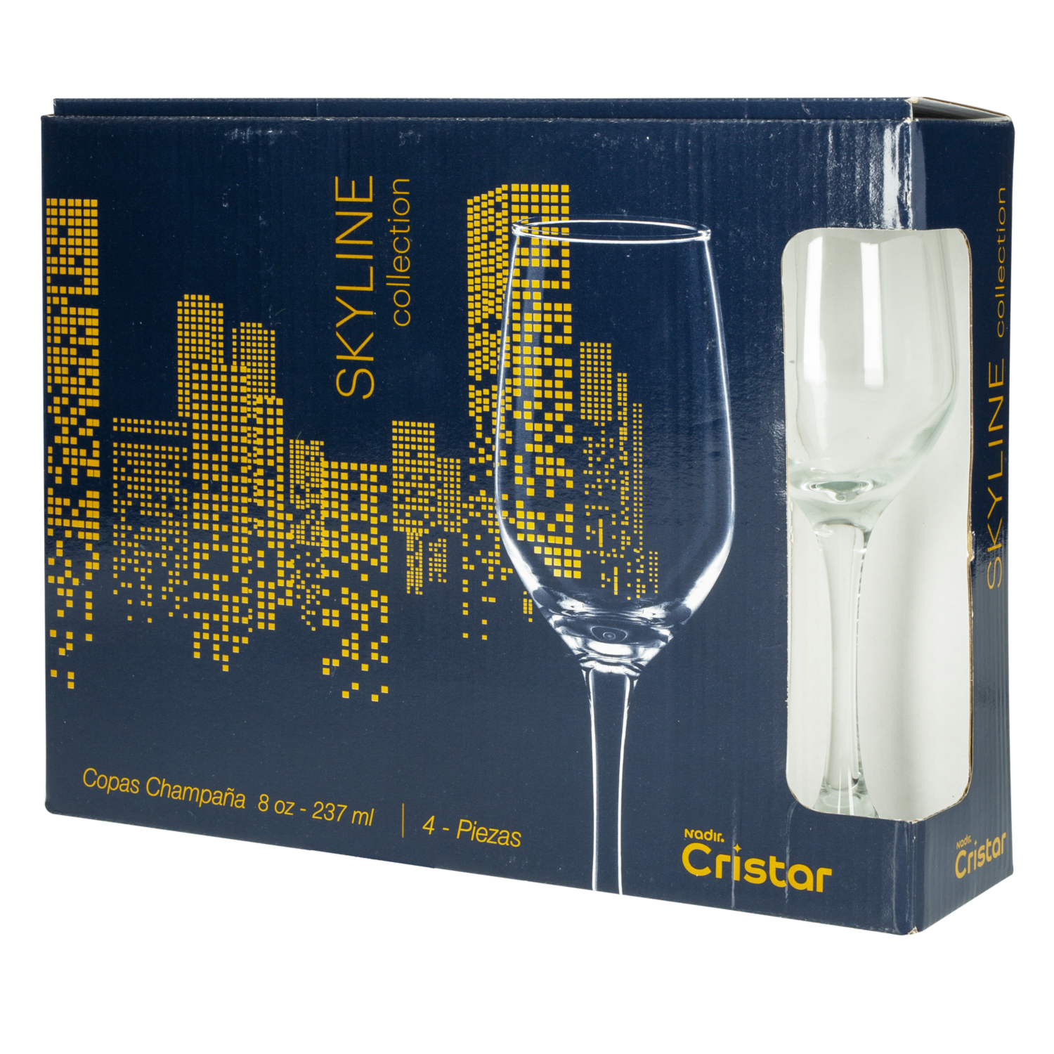 Set De Copas Champagne Brunello 4 Piezas CRISTAR 5470EL4SKY - Megamaxi